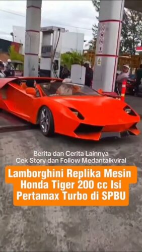 Lamborghini replika mesin Honda Tiger 200 cc isi Pertamax Turbo di SPBU ...